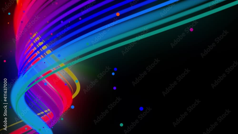 3d abstract looped 4k background with glow lines. Multi-colored neon ...