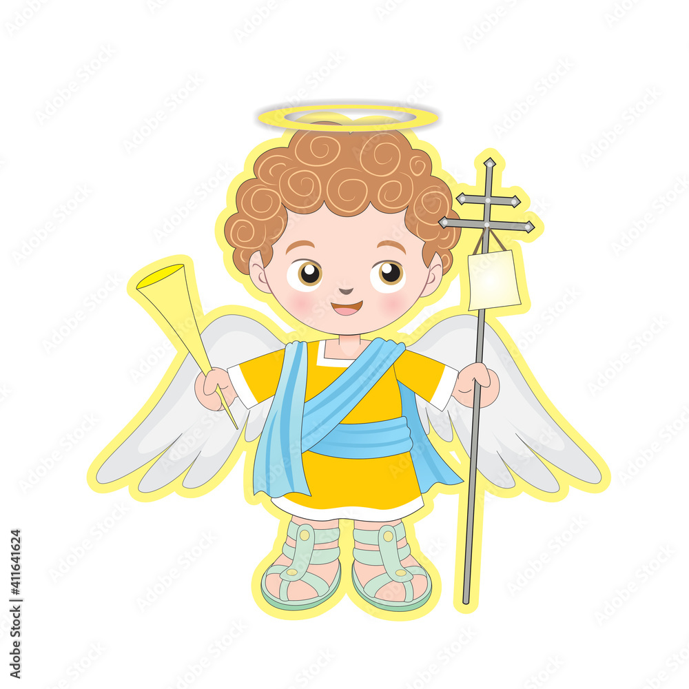 Archangel Raphael. Cartoons inspired in catholic characters. Vectorial ...