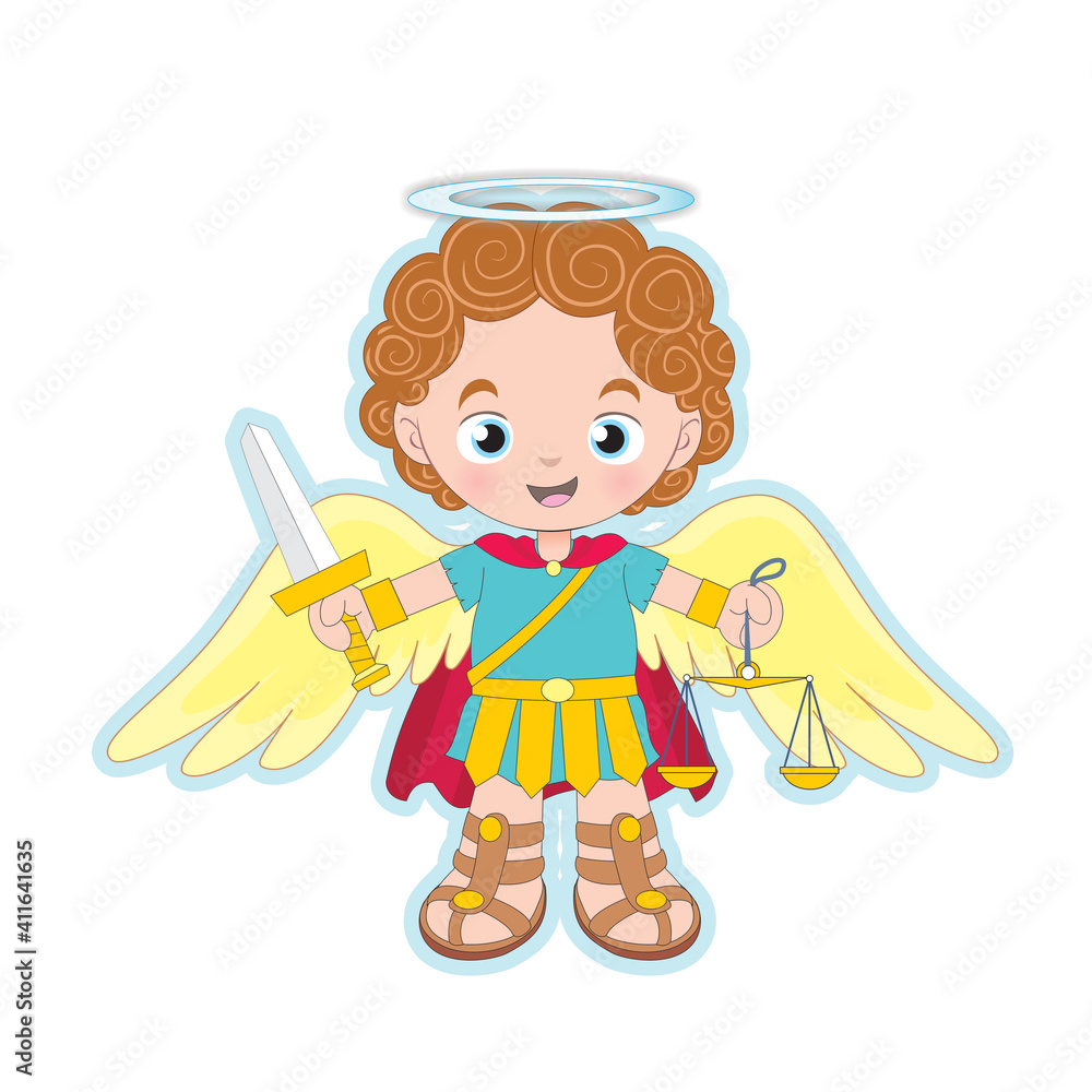 Archangel Michael. Cartoons inspired in catholic characters. Vectorial ...