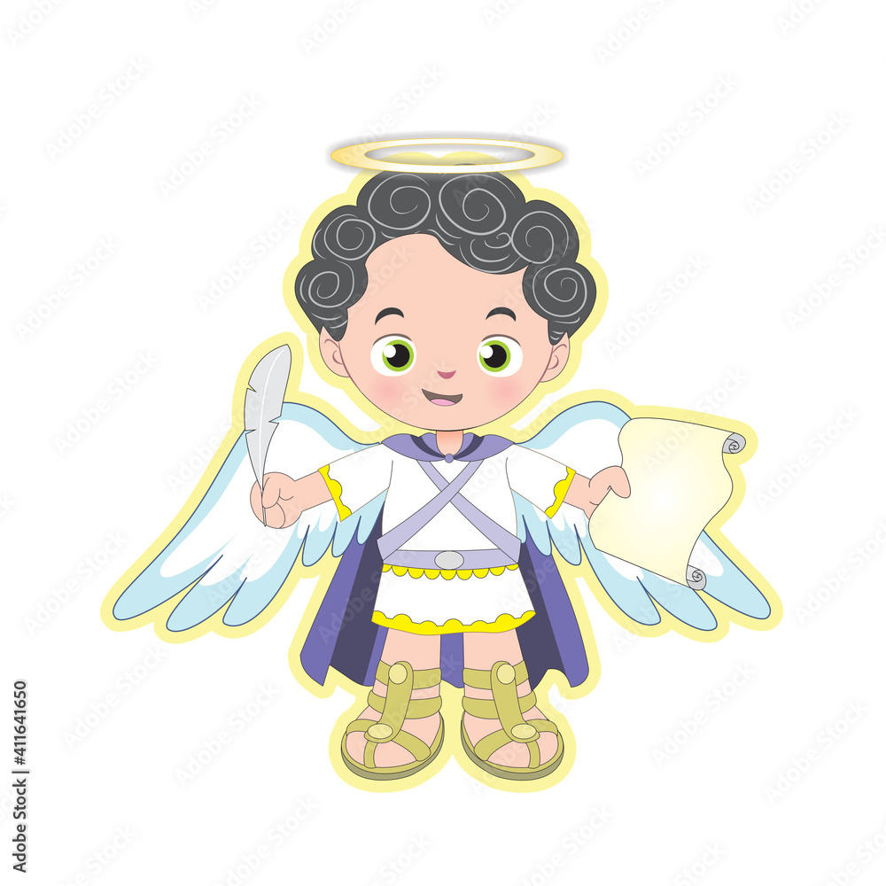 Archangel Michael. Cartoons inspired in catholic characters. Vectorial ...