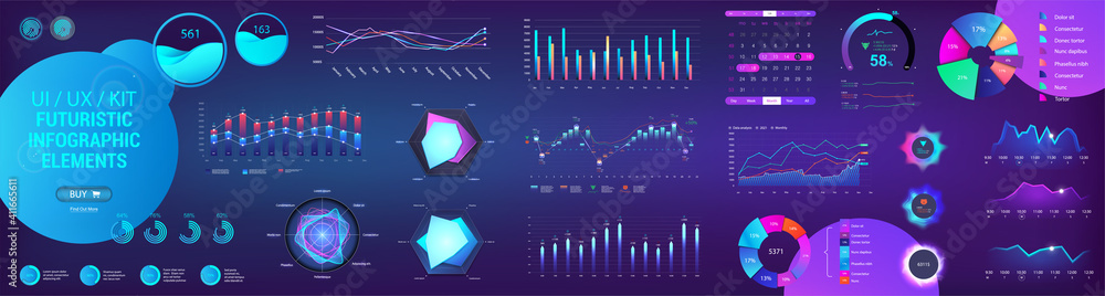 Analytic set UI, UX, GUI for mobile app, dashboard and presentation ...