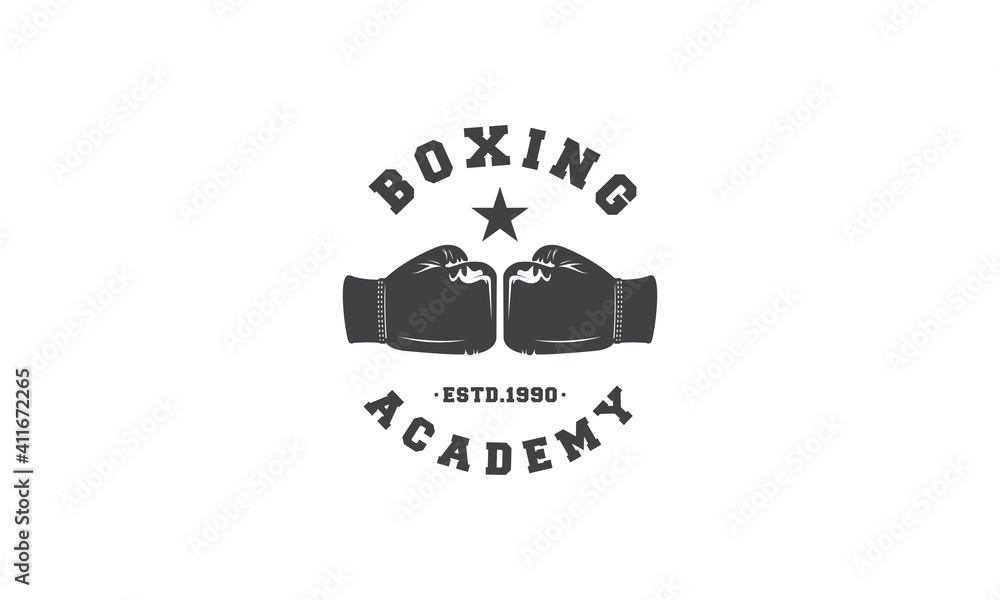 boxer academy logo with boxing gloves symbol Stock Vector | Adobe Stock