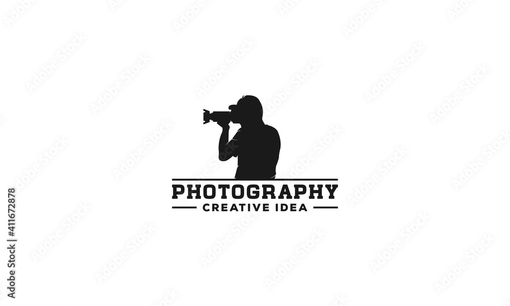 logo photography with an illustration of a professional person taking a ...