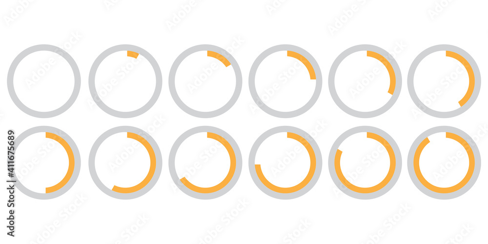 Infographic set with Orange circles loading. Ux, ui design concept ...