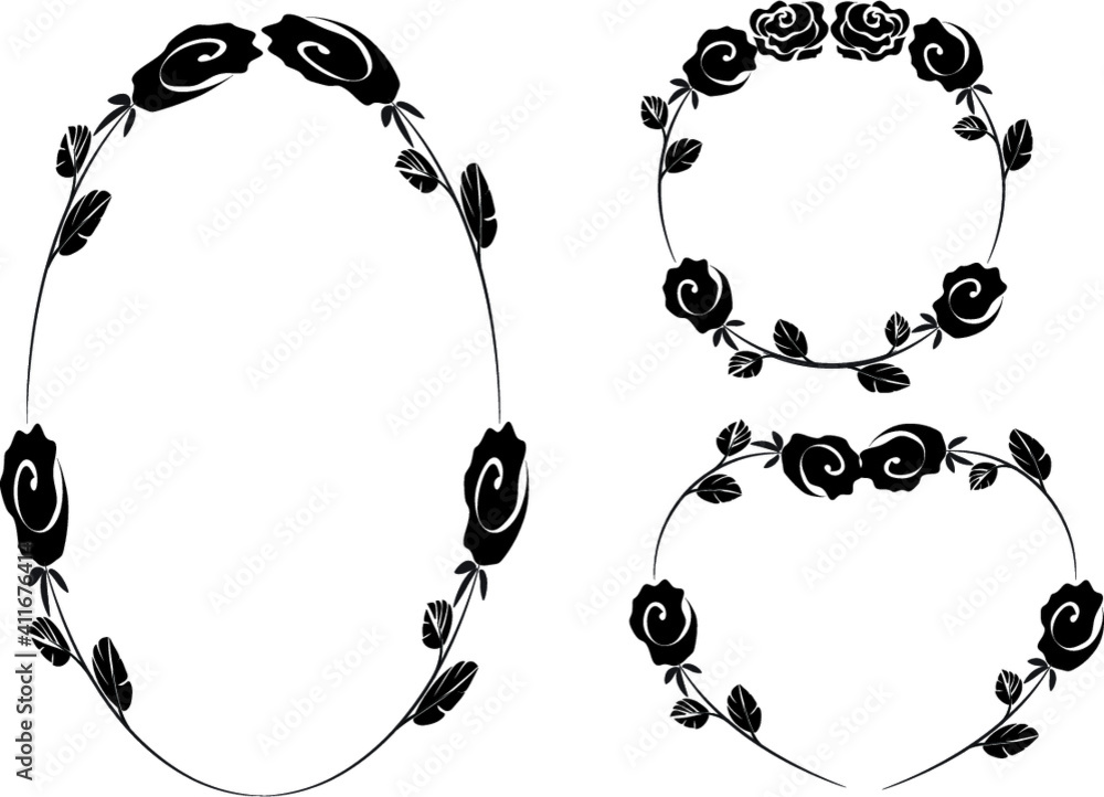 vector drawing rose border frame set background design Stock Vector ...