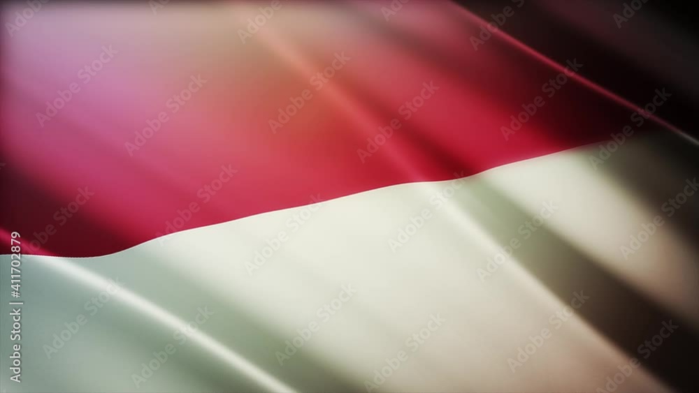 4k Monaco National flag slow waving with visible wrinkles in wind blue ...