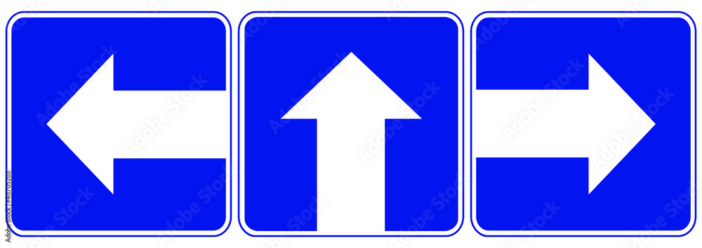 One way sign with white arrow on blue background. vector illustration ...