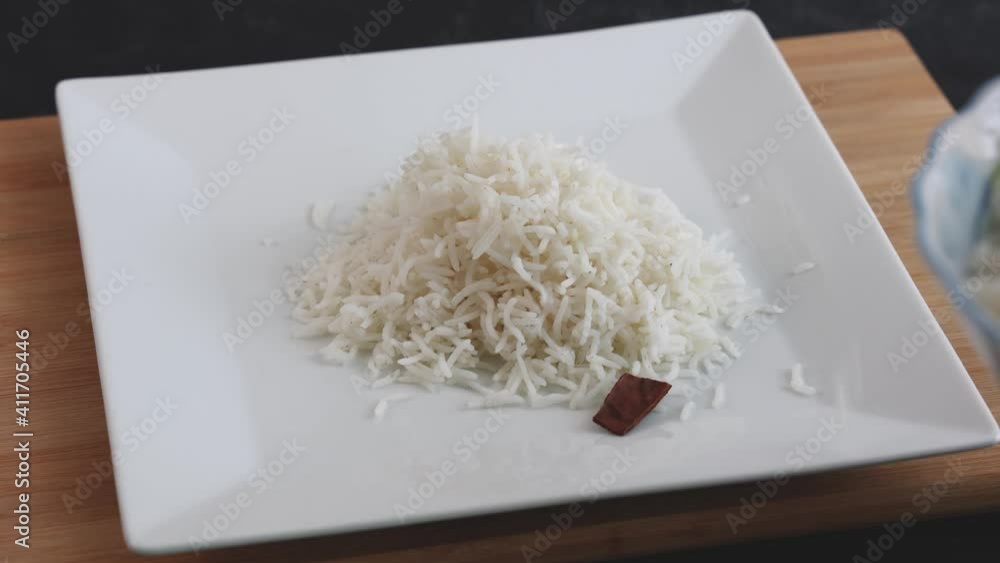 Boiled Basmati rice cooked with Indian spices boiled white rice for ...