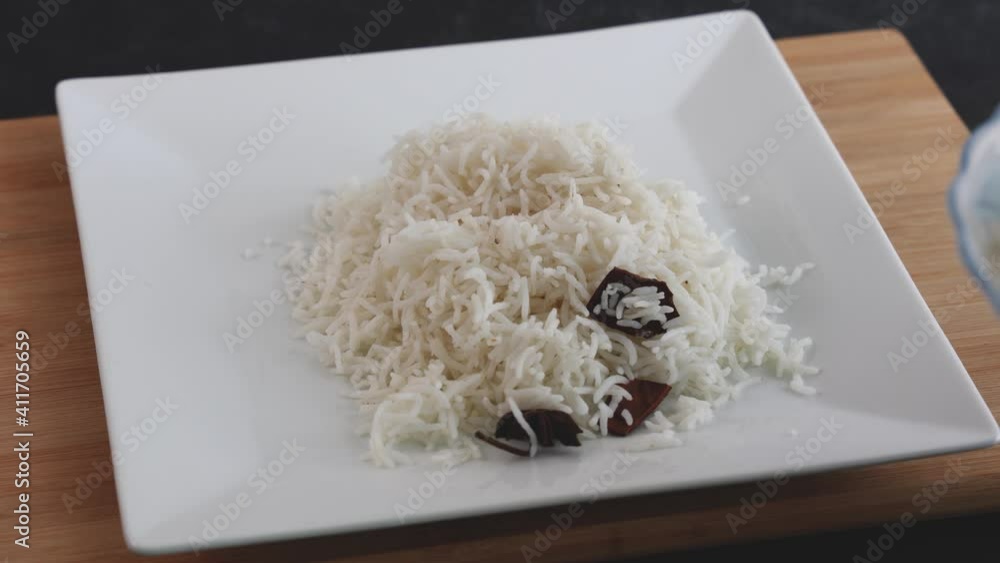 Boiled Basmati rice cooked with Indian spices boiled white rice for ...