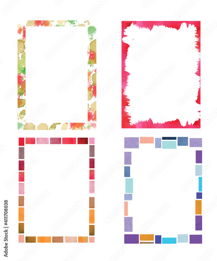 Watercolor border frame vector set Stock Vector | Adobe Stock