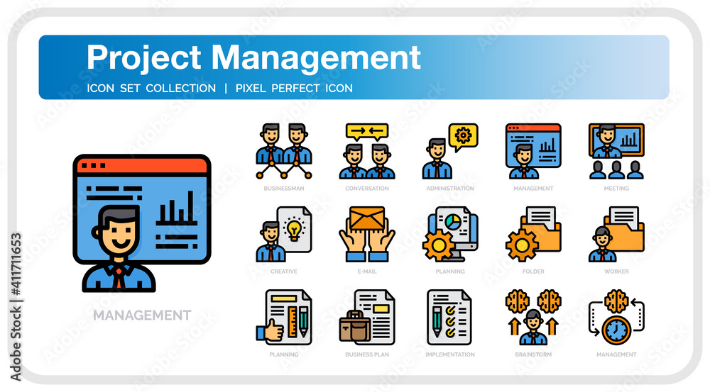 Project Management icon set Stock Vector | Adobe Stock