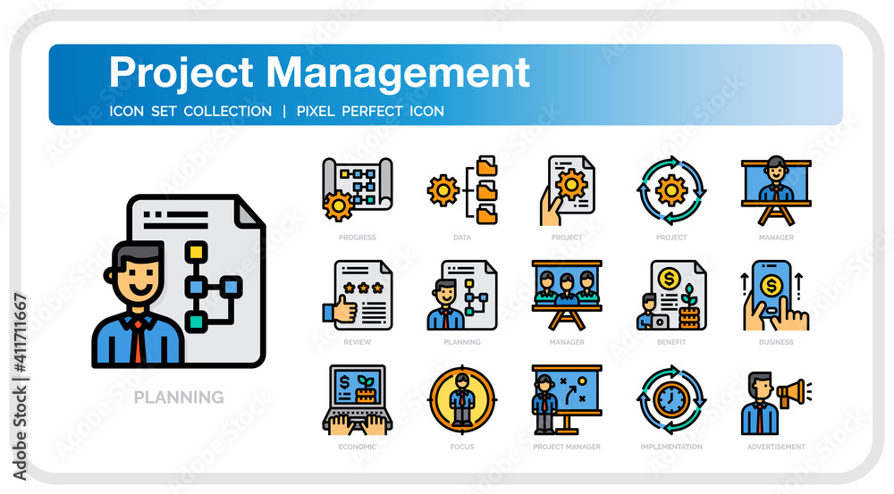 Project Management icon set Stock Vector | Adobe Stock