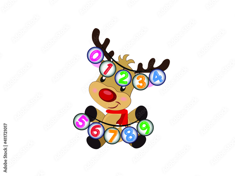 Reindeer face Vector illustration. cartoon deer sign. Kids Colored ...