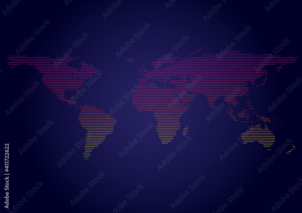 map of world with line and spectrum gradient Stock Vector | Adobe Stock