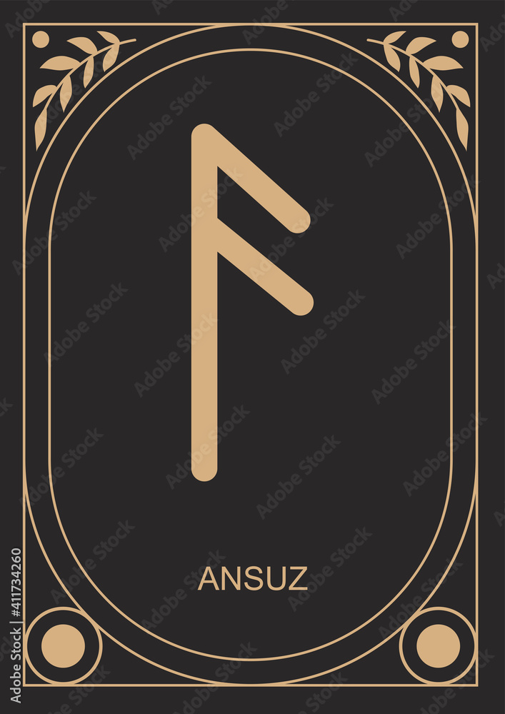 Ansuz runa. Signs, receipt. Vector illustration. Stock Vector | Adobe Stock