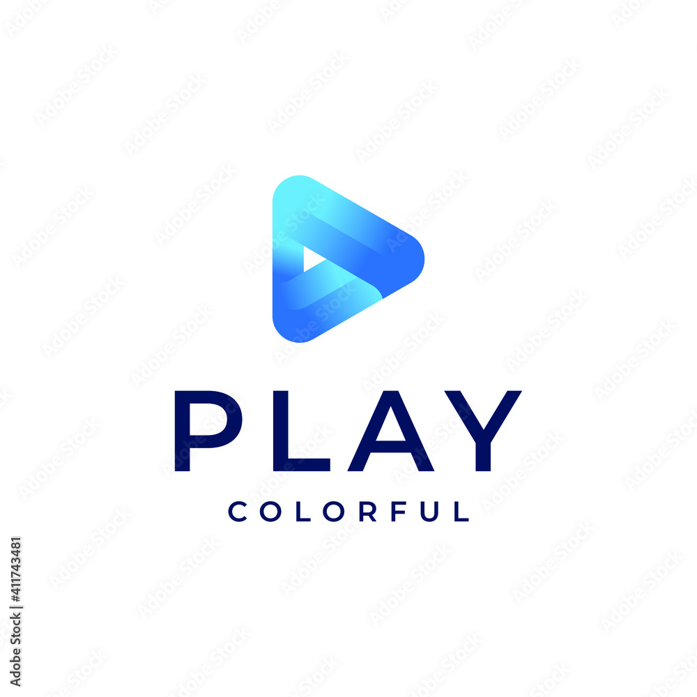 play video colorful logo vector modern simple template design blue ...