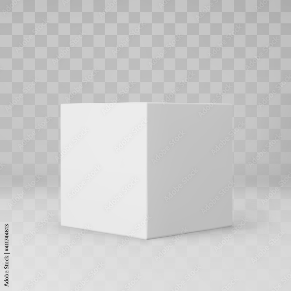 White 3d cube with perspective isolated on transparent background. 3d ...