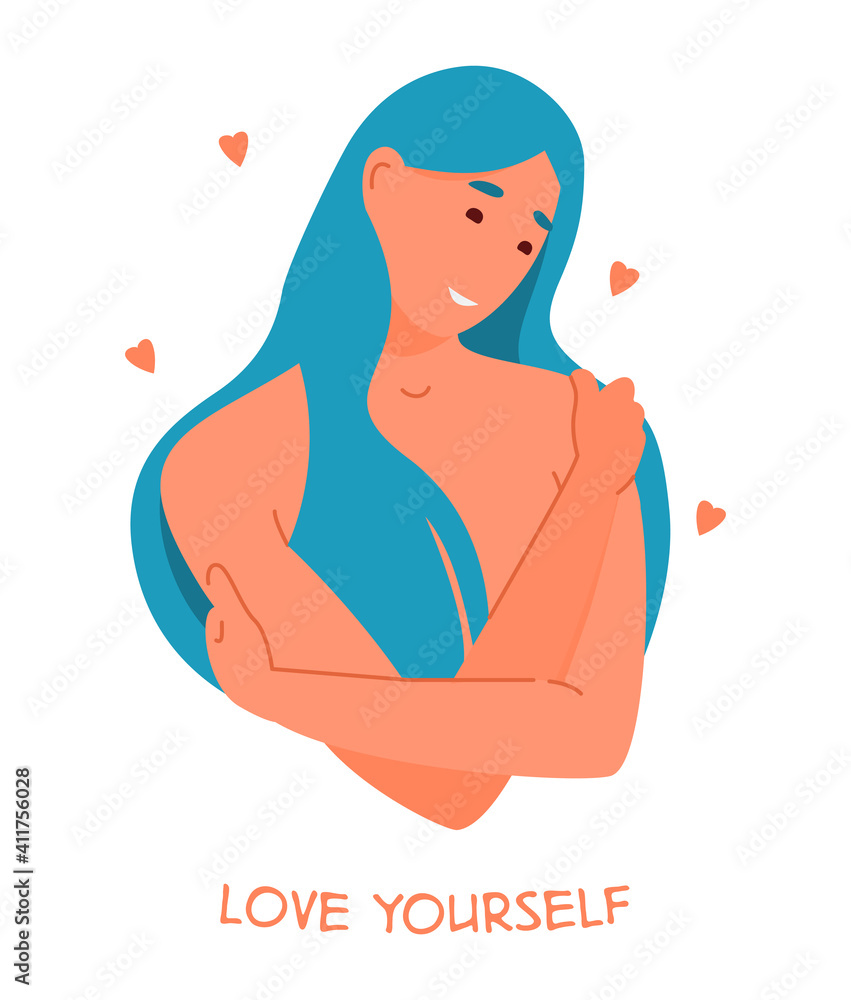Self Care And Self Acceptance Concept Vector Flat Illustration Young