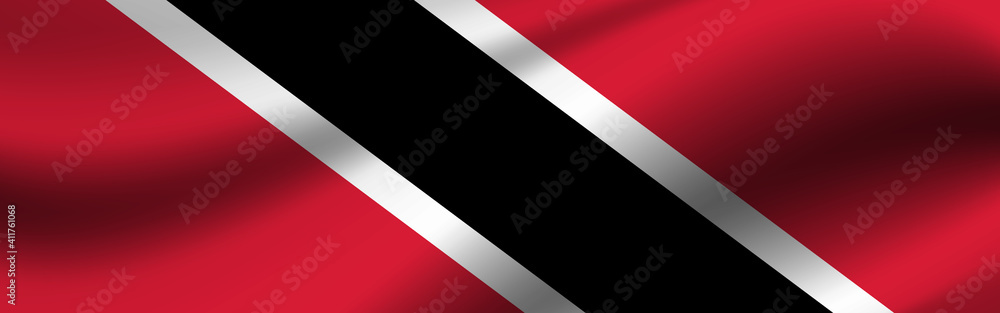 Banner with the flag of Trinidad and Tobago. Fabric texture of the flag ...