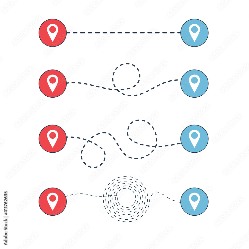 Path from point to point in different styles, road tracking, trace the ...