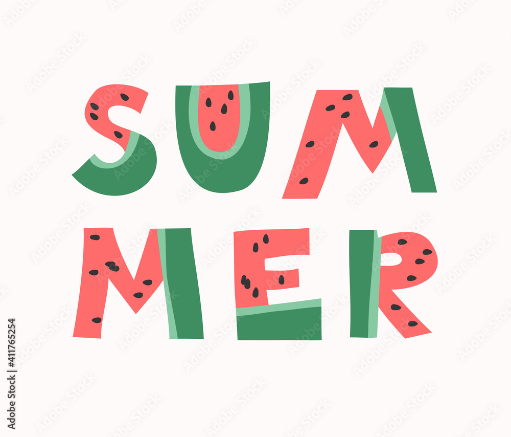 Cartoon Funny Watermelon Font. Hand Drawn Vector Fruit Alphabet. Vegan ...