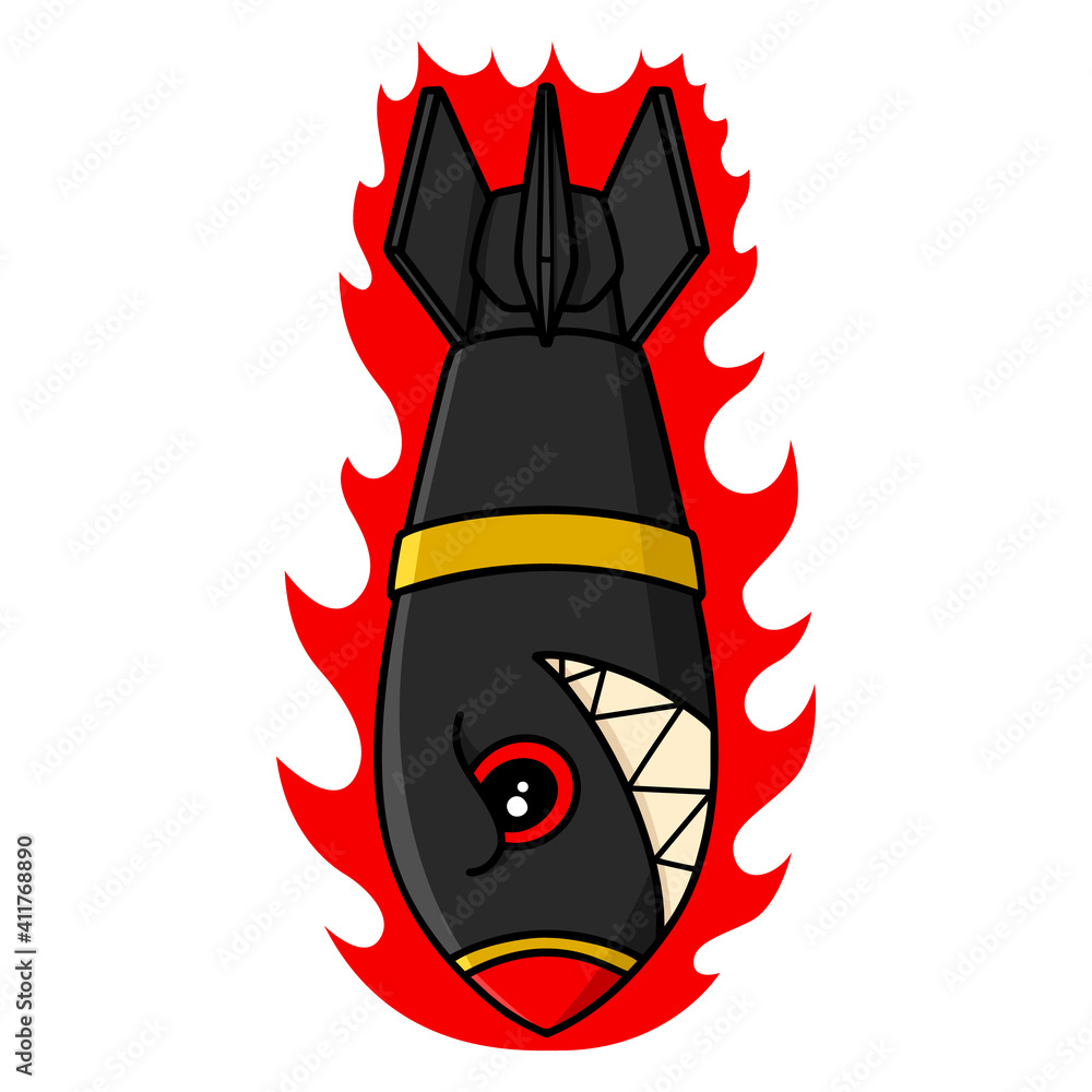 Illustration of cartoon bomb. Design element for logo, label, sign ...