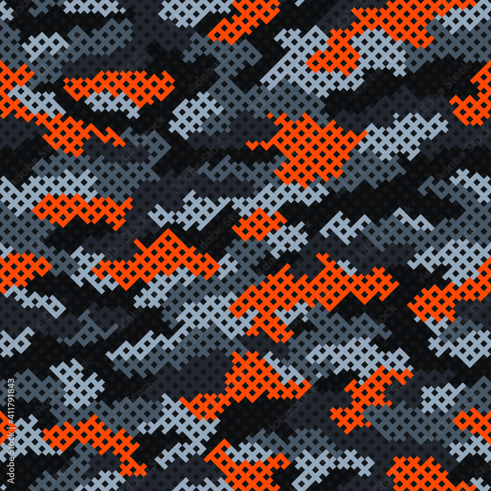 Camouflage grid seamless pattern. Abstract modern endless camo texture ...
