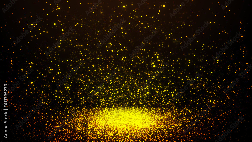 gold particles abstract background with shining golden floor particle ...