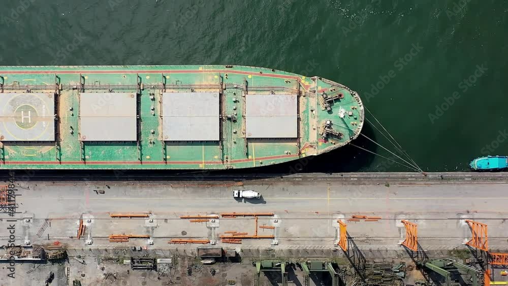 Container ship view in the industrial port. Maritime transport ...