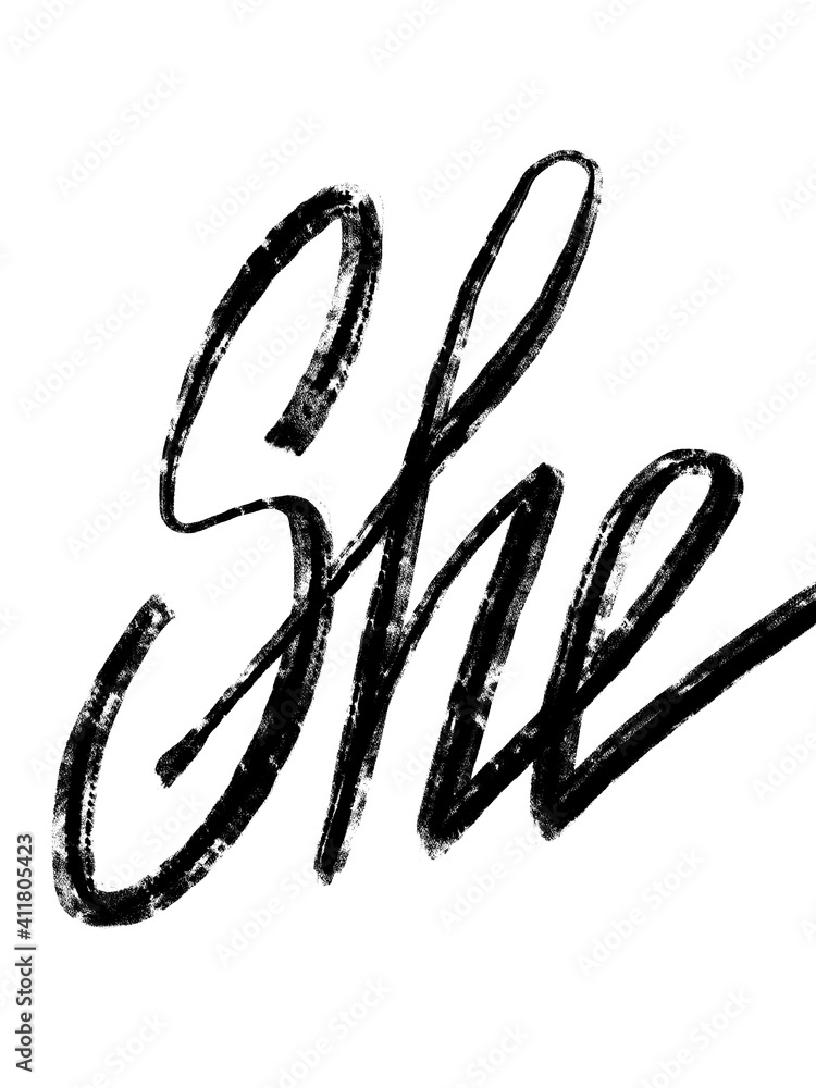 she logo hand written ink pen Stock Illustration | Adobe Stock