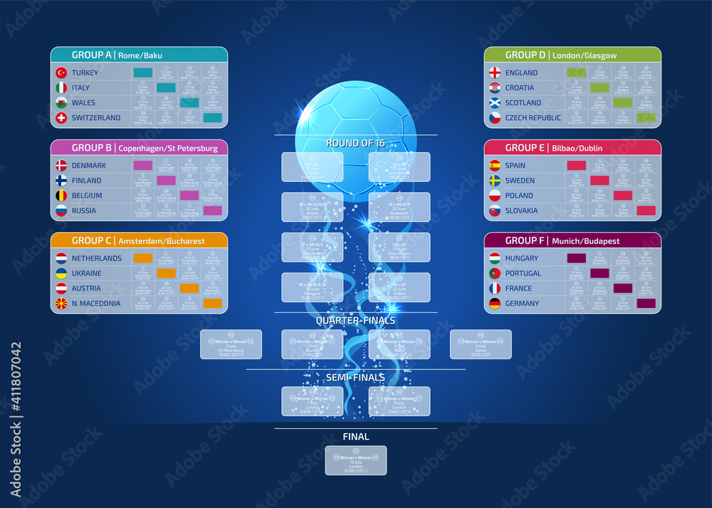 Match schedule, template for web, print, football results table, vector ...