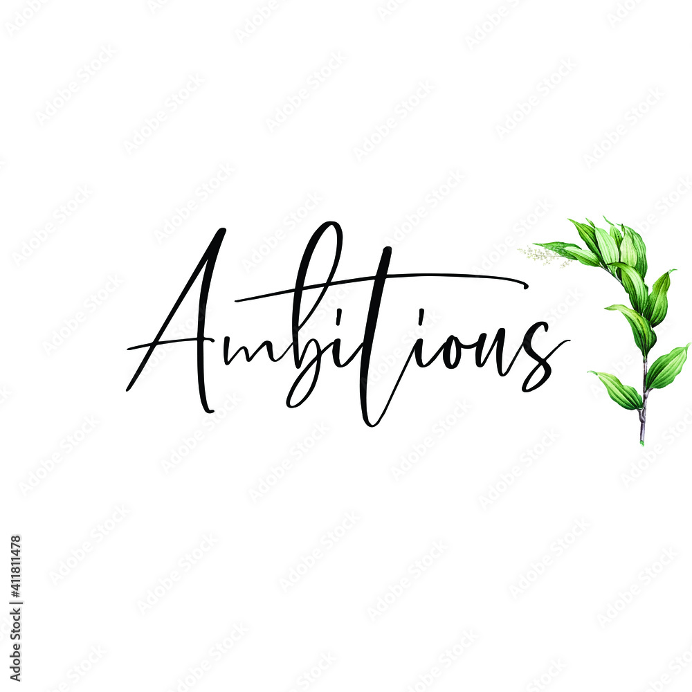 text ''Ambitious'' lettering designs vector illustration black and ...