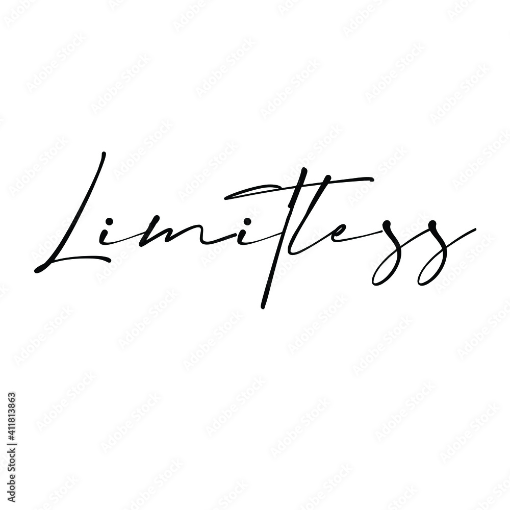 text ''Limitless'' lettering designs vector illustration black and ...