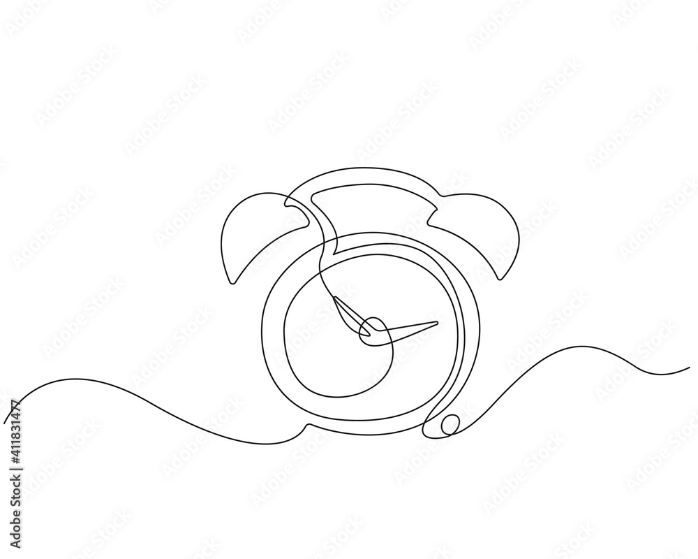 Alarm Clock Continuous Line Art Drawing. Clock Minimalist Trendy ...