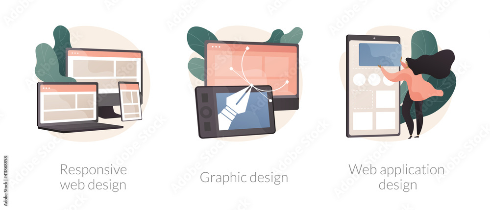 Graphic designer service abstract concept vector illustration set ...