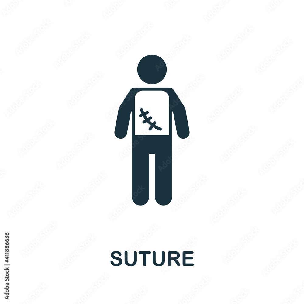 Suture icon. Simple element from medical services collection. Filled ...