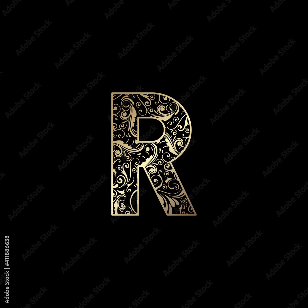 Ornate Letter R Logo icon, elegant monogram luxury letter logo vector ...