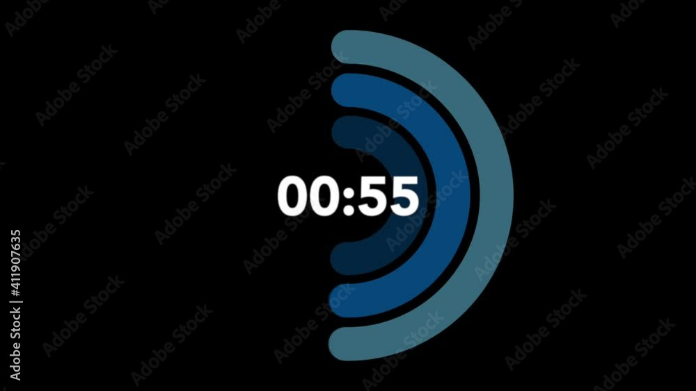 1 minute 4K Animated Countdown Timer, with rotating rings against a ...