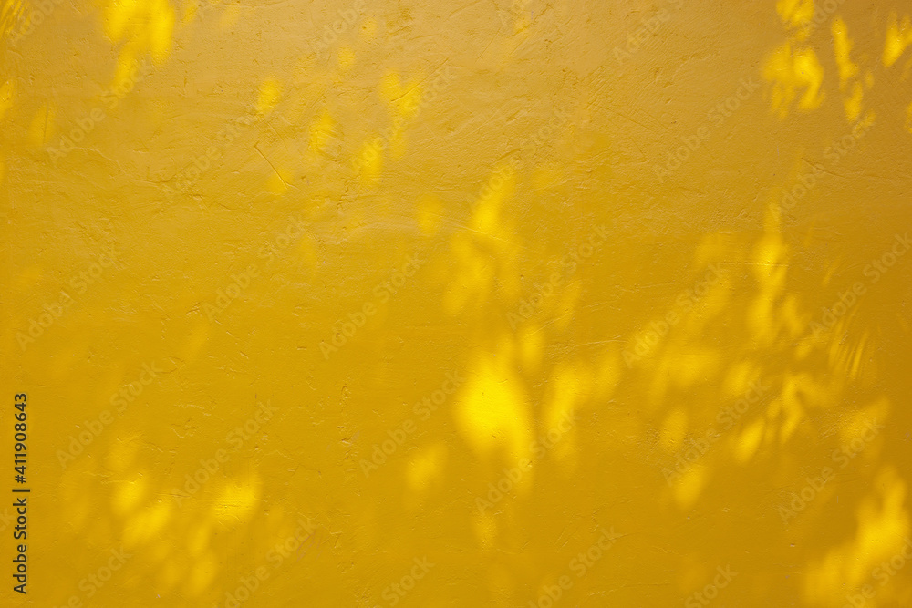 Yellow wall texture with leaves shadow background Stock Photo | Adobe Stock