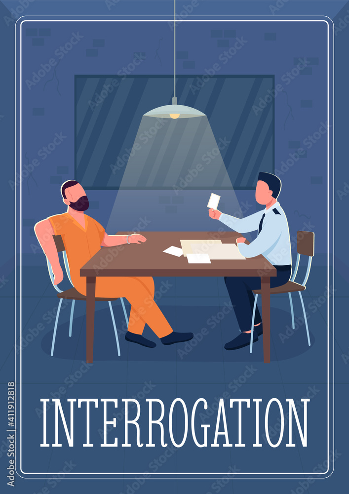 Interrogation poster flat vector template. Interviewing with goal of ...