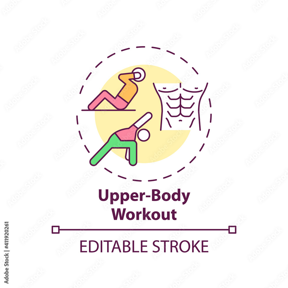 Upper-body workout concept icon. Physical training idea thin line ...