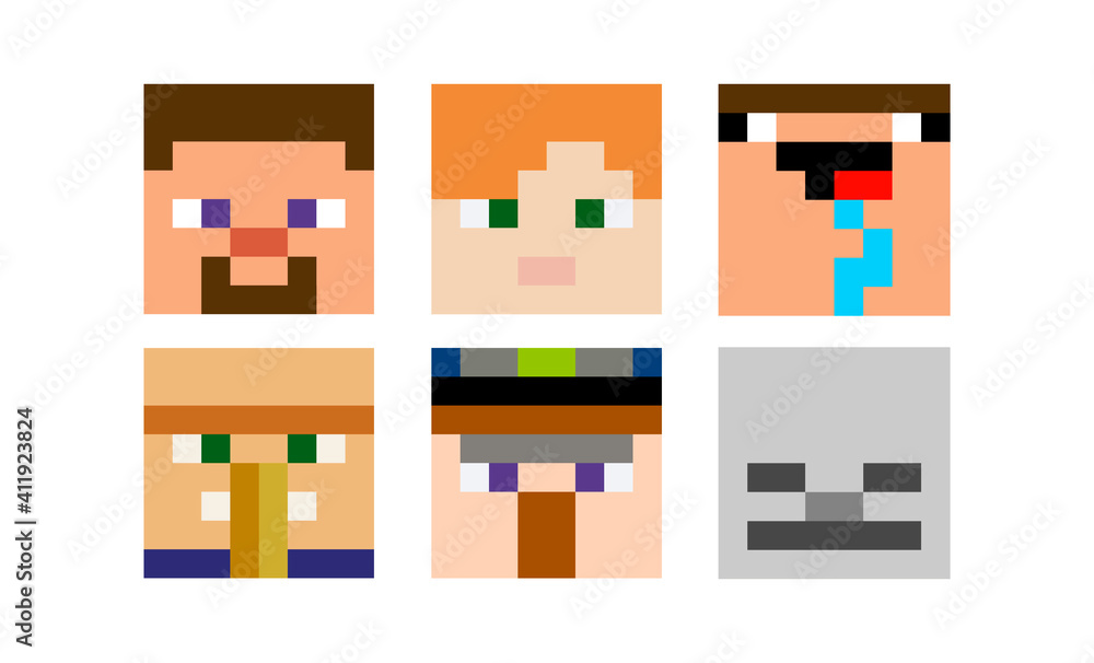 Set of pixel avatars. Heroes game concept. Avatars concept of game ...