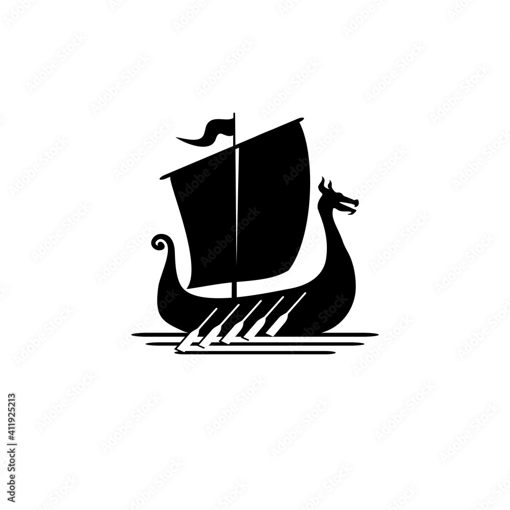 Viking transport ship logo. Vector Illustration. Branding Identity ...