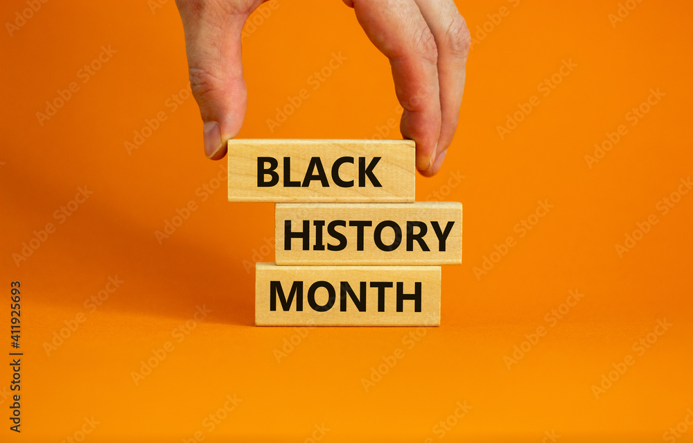 Black history month symbol. Wooden blocks with words 'Black history ...