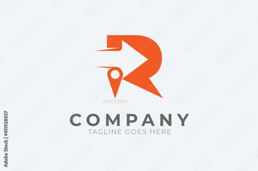 Vetor de Initial R Logo, letter R with with arrow and point combination ...