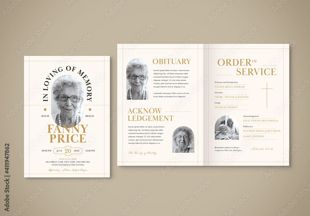 Funeral Program Layout Stock Template | Adobe Stock