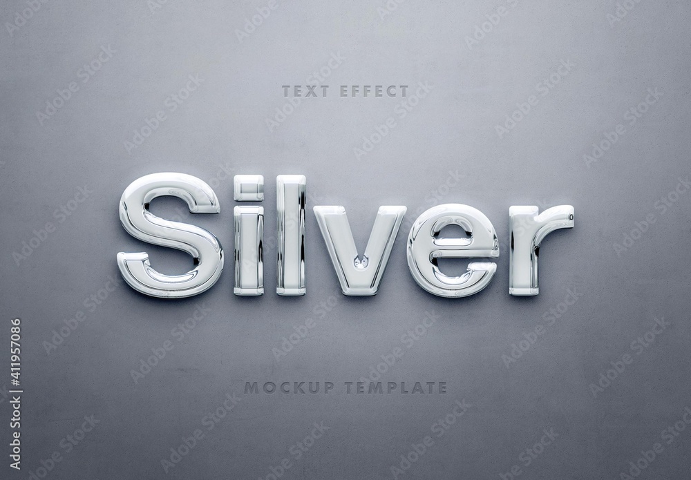3D Glossy Silver Wall Sign Logo Mockup Stock Template | Adobe Stock