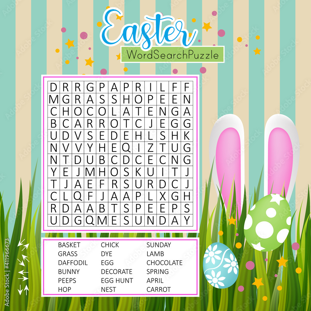 Easter word search puzzle. Educational game for kids. Holiday crossword ...