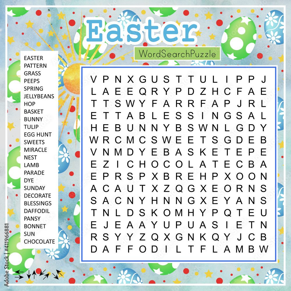 Easter word search puzzle. Educational game for kids. Holiday crossword ...