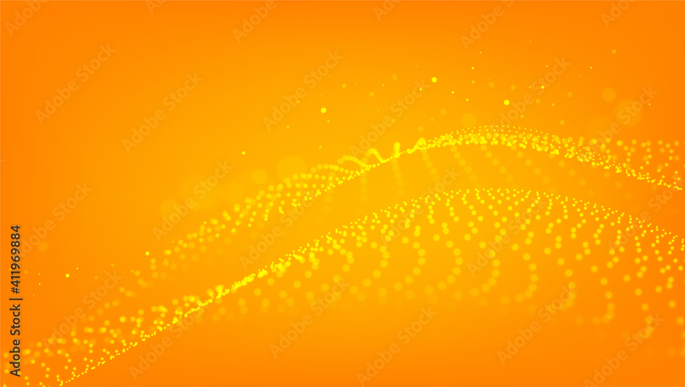Orange Technology Background with Particle, Molecule Structure. Genetic ...